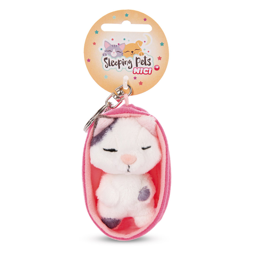 NICI Sleeping Pets Spotted Cat Keyring | nici.co.uk