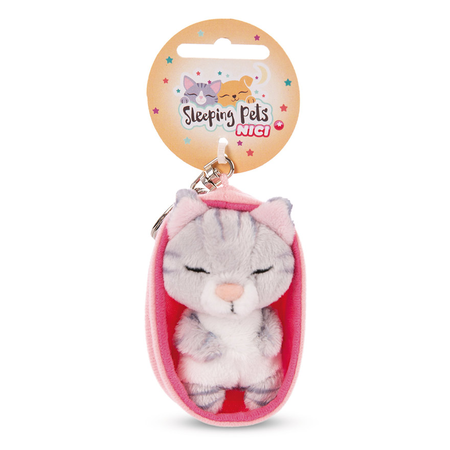 NICI Sleeping Pets Grey Tabby Cat | nici.co.uk