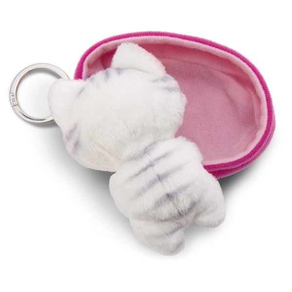 NICI Sleeping Pets White Striped Cat Keyring | nici.co.uk