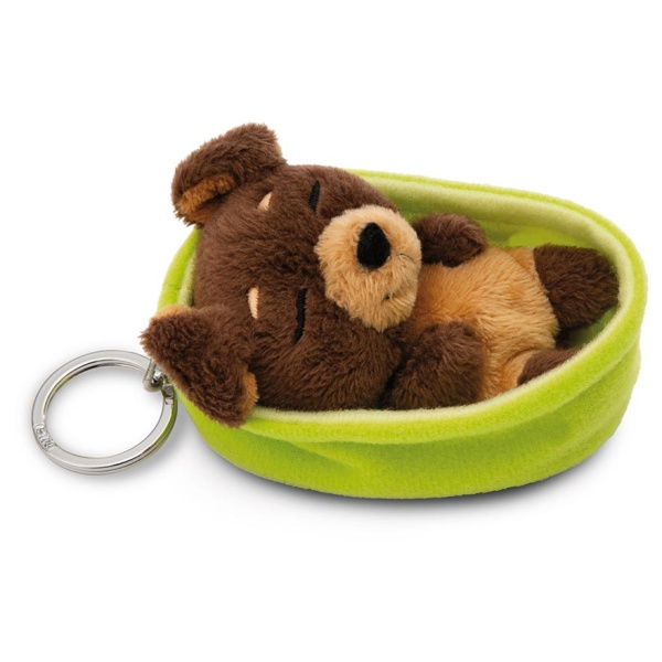 NICI Sleeping Pets Dark Brown Dog Keyring | nici.co.uk