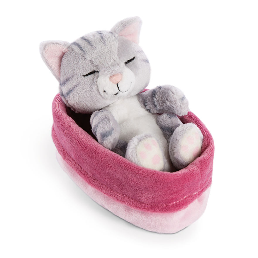 NICI Sleeping Pets Grey Tabby Cat | nici.co.uk