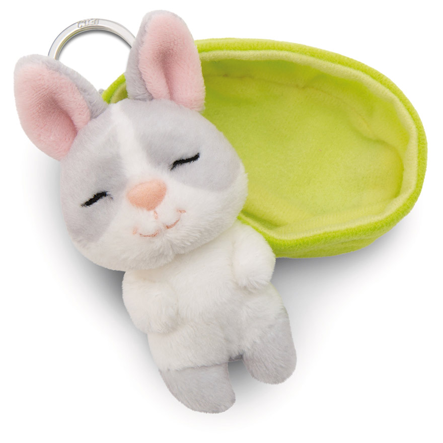 NICI Sleeping Pets Grey Bunny Keyring | nici.co.uk