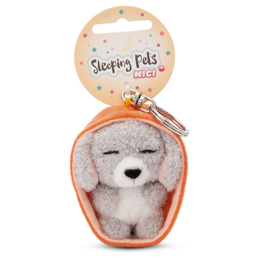 NICI Sleeping Pets Grey Poodle Dog Keyring | nici.co.uk