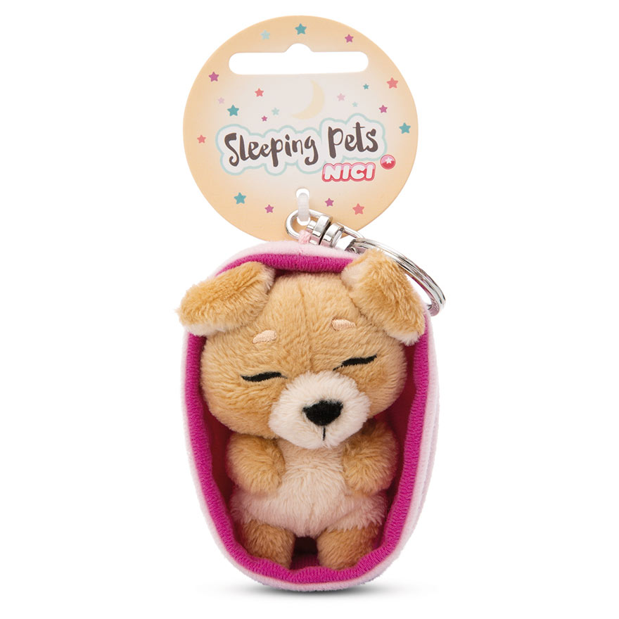 NICI Sleeping Pets Light Brown Dog Keyring | nici.co.uk