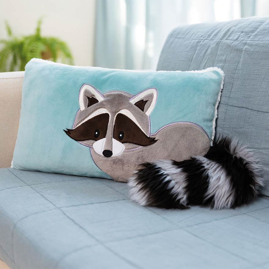 NICI Dreamy Winter Lenno Raccoon Cushion | nici.co.uk