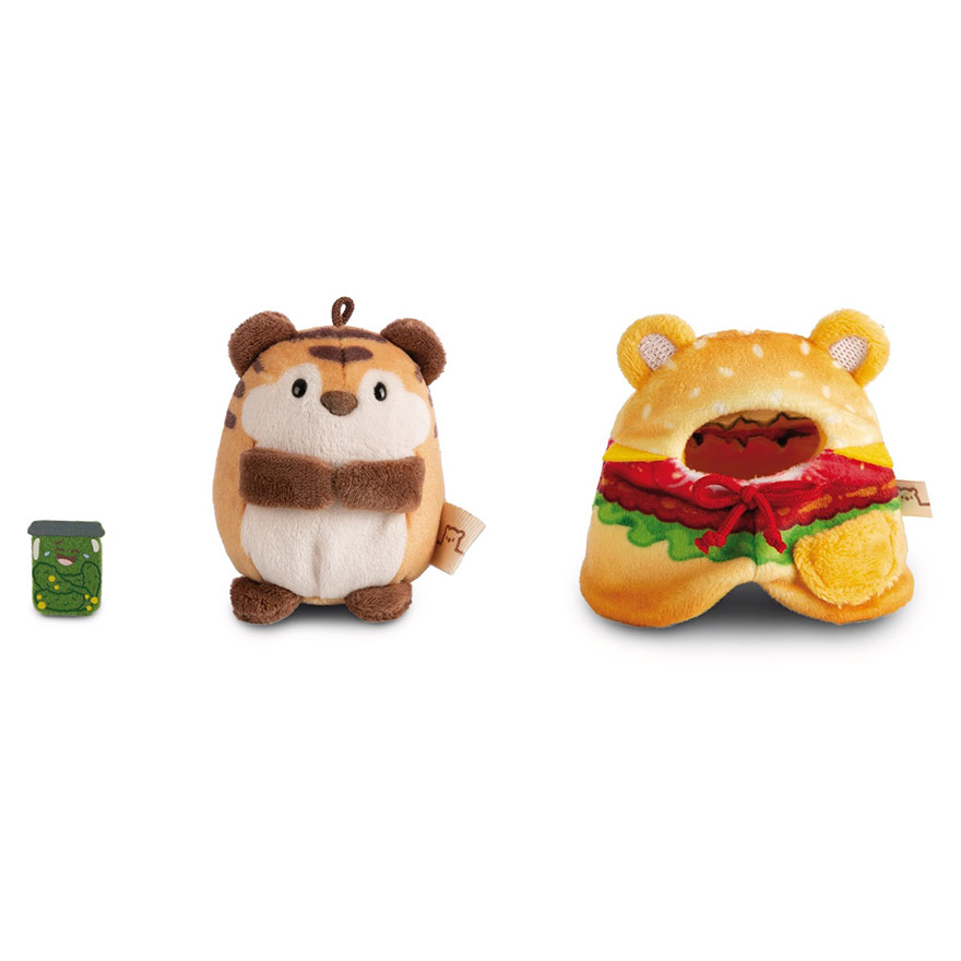 NICI mymochi Tiggy Tiger with Pickle Jar and Hamburger Costume | nici.co.uk